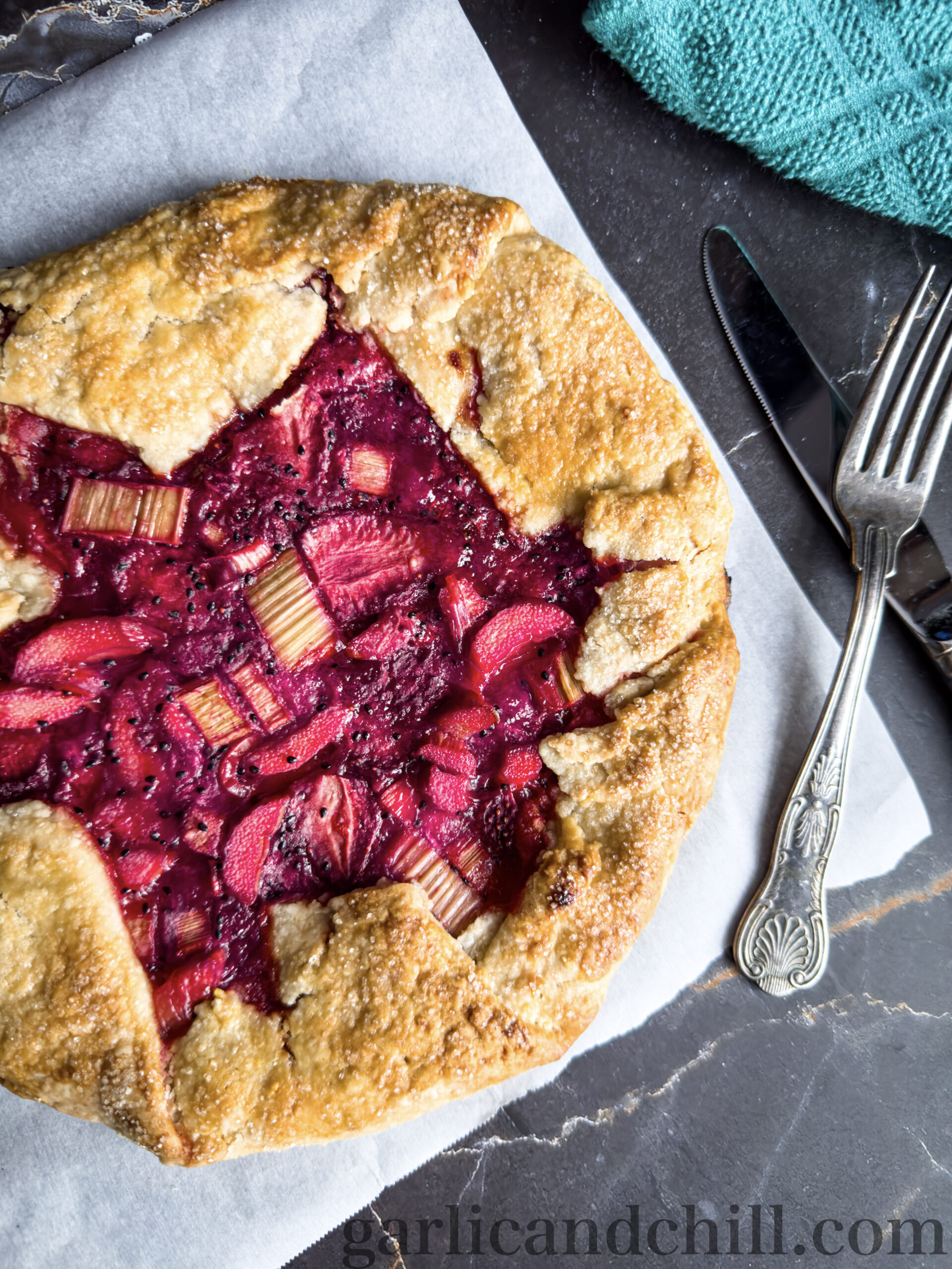 Neon Strawberry-Rhubarb Galette - Garlic and Chill